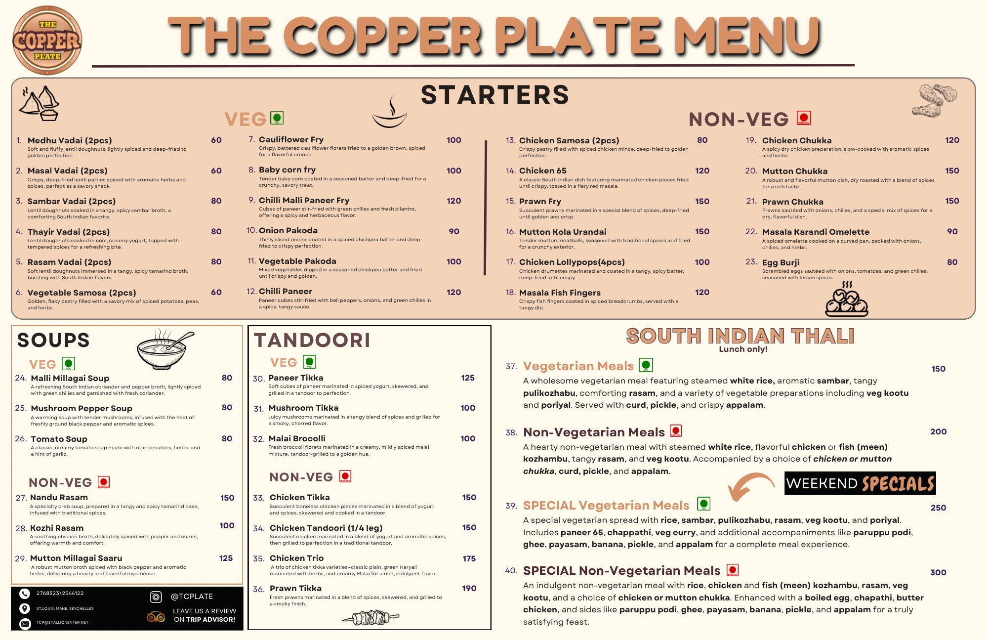The Copper Plate : Menu